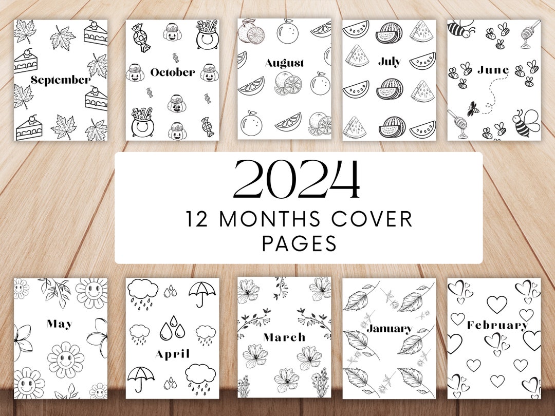 PRINTABLE 12 Months Cover Page, Monthly Planner Cover Page, A5 Journal ...