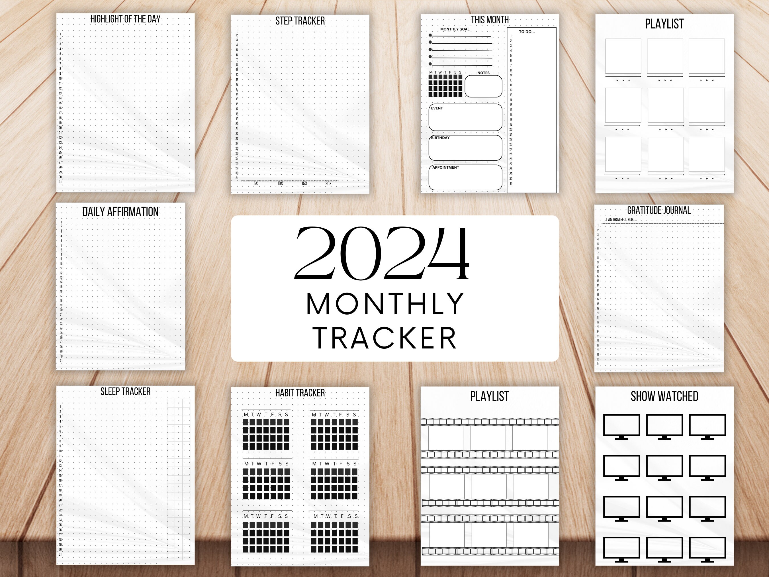 Printable Dotted Monthly Tracker Bundle, A5 Journal, Habit Tracker ...