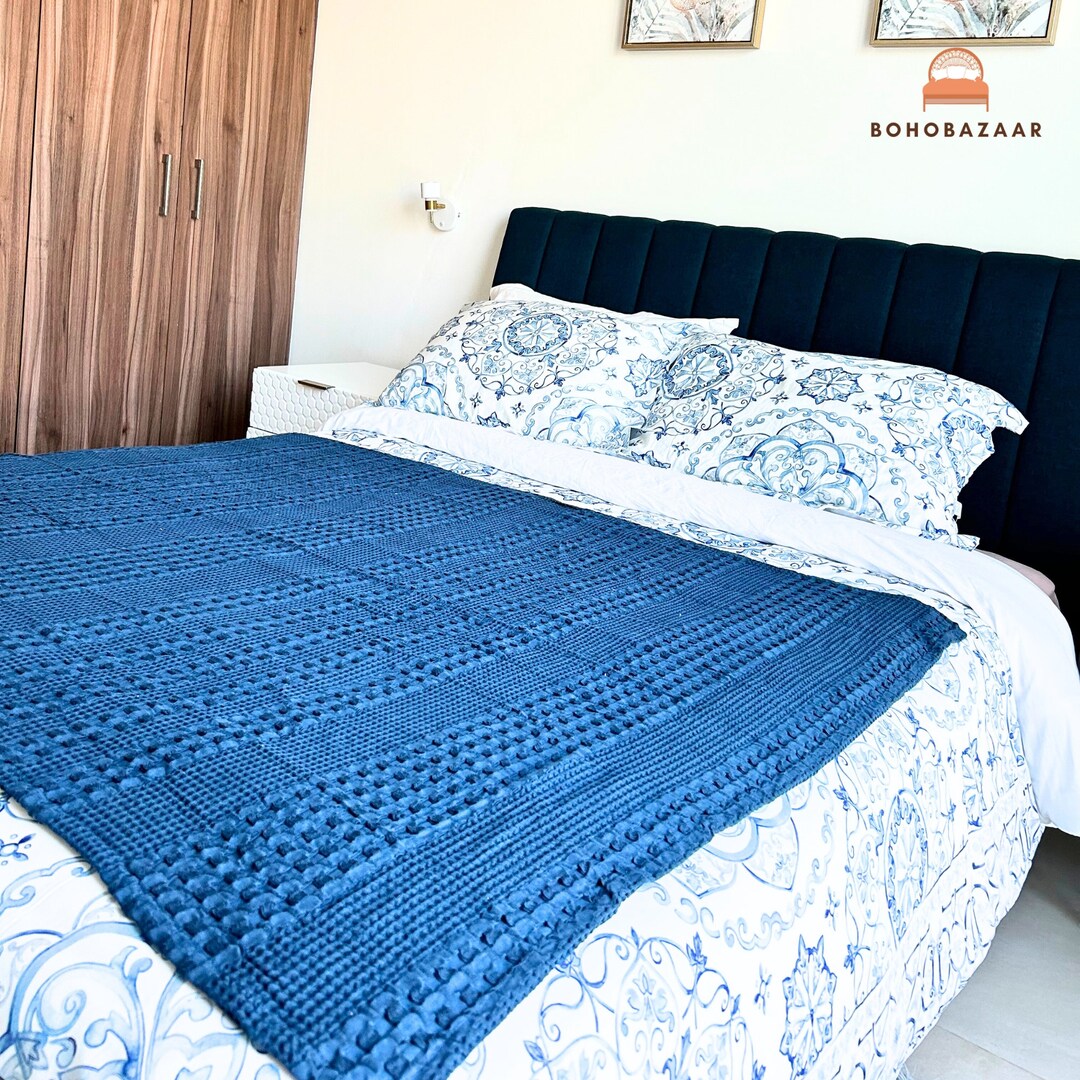 Blue Bed Cover, Bedroom Decor, Bed Cover, Queen or King Size Bedspread ...