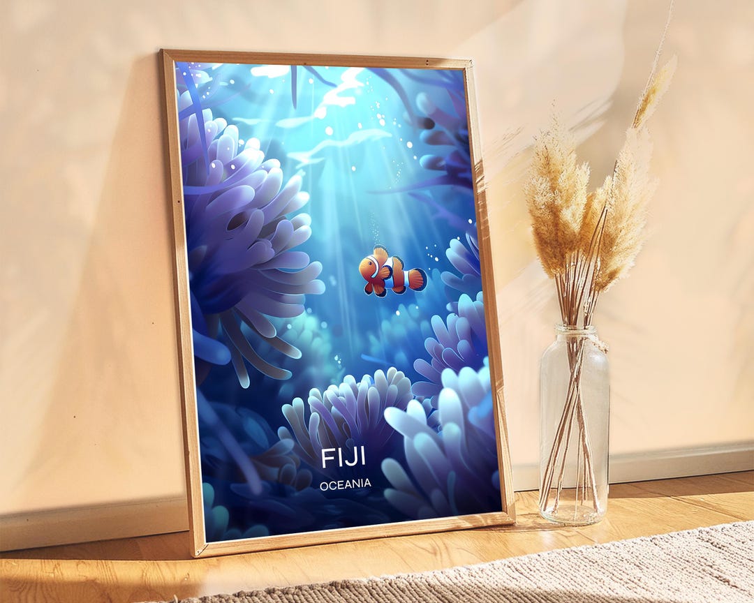Fiji Oceania Poster | Exotic Travel Decor | Freediving Spot Ocean ...
