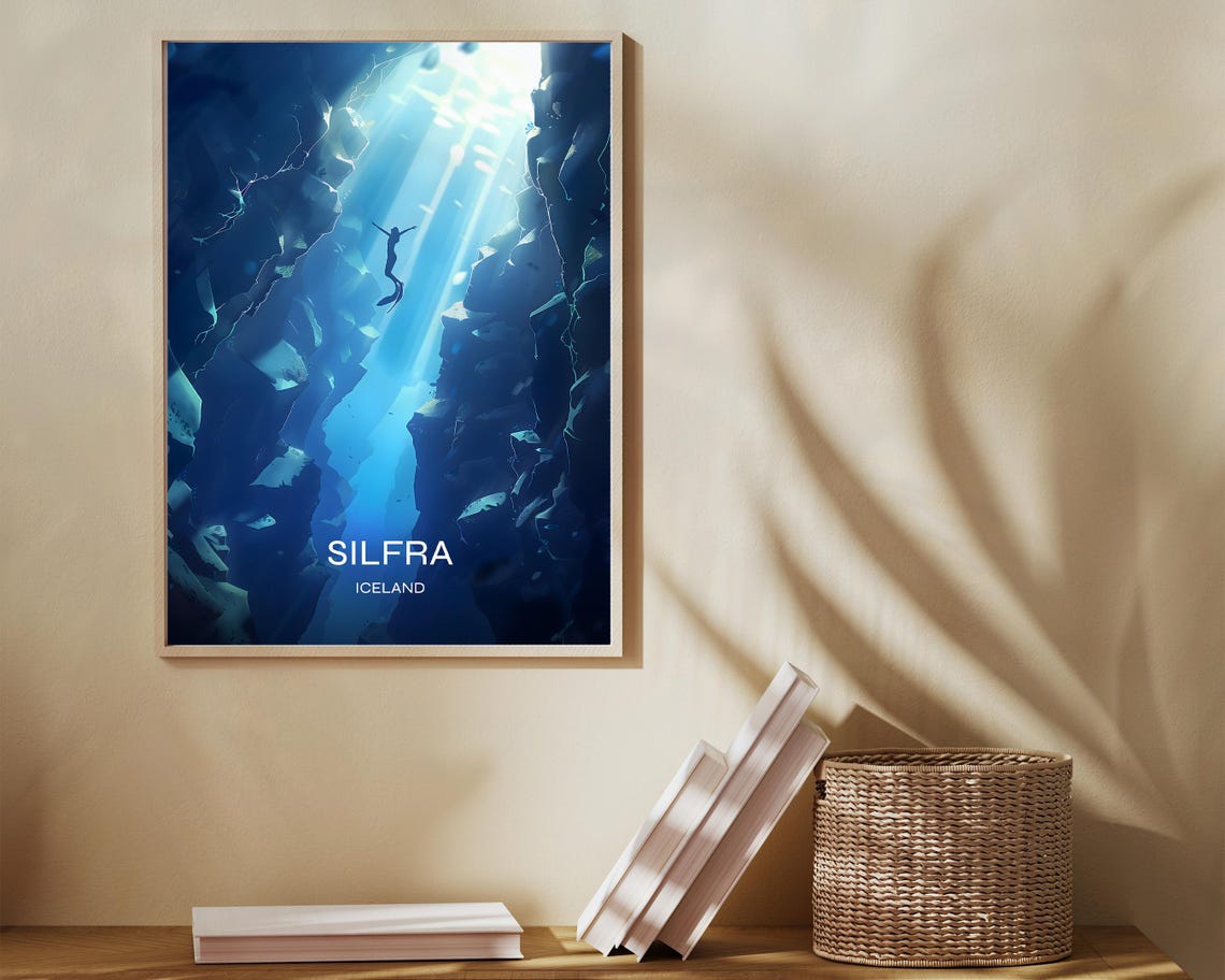 Silfra Iceland Poster | Exotic Travel Decor | Freediving Spot Ocean ...