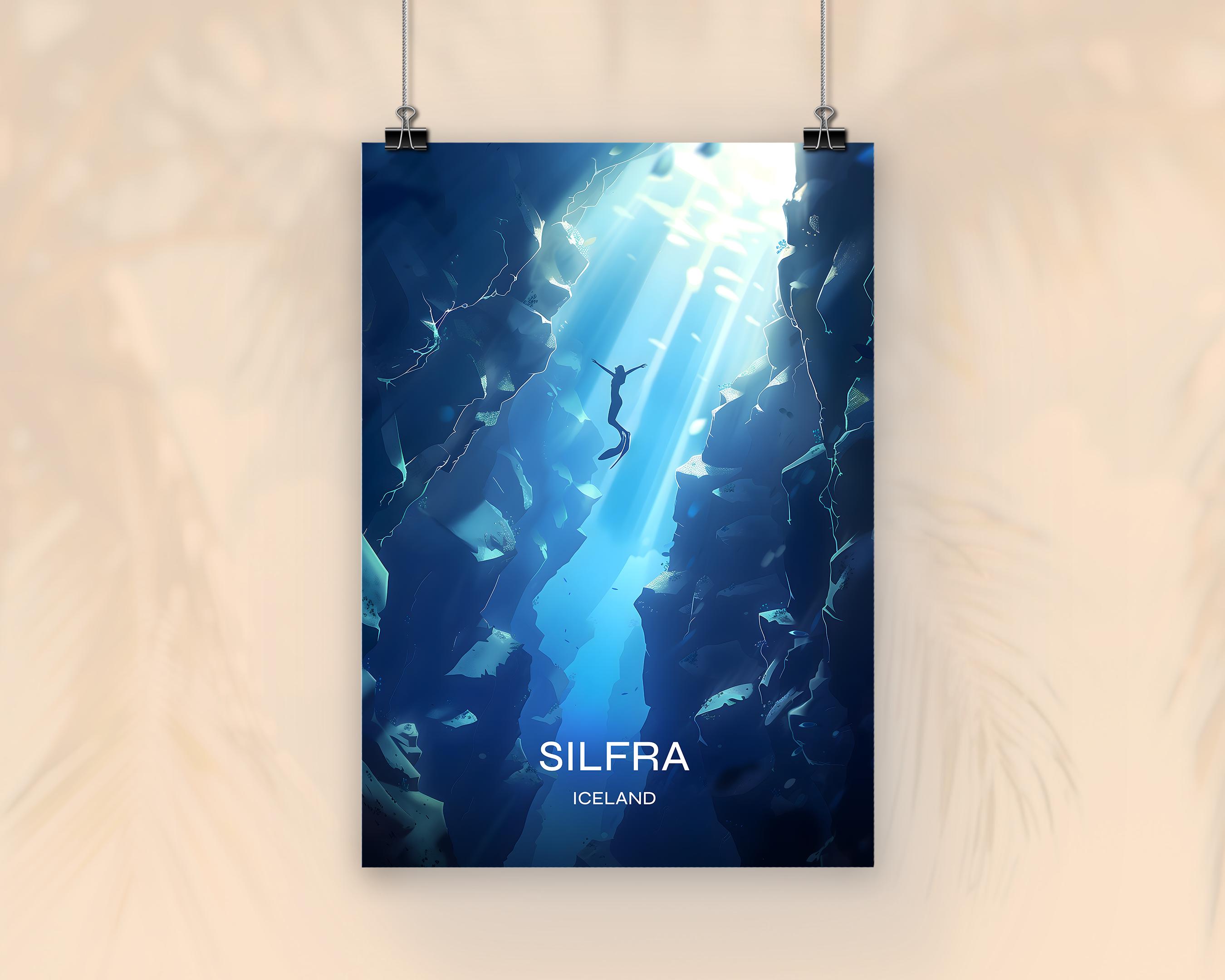 Silfra Iceland Poster | Exotic Travel Decor | Freediving Spot Ocean ...