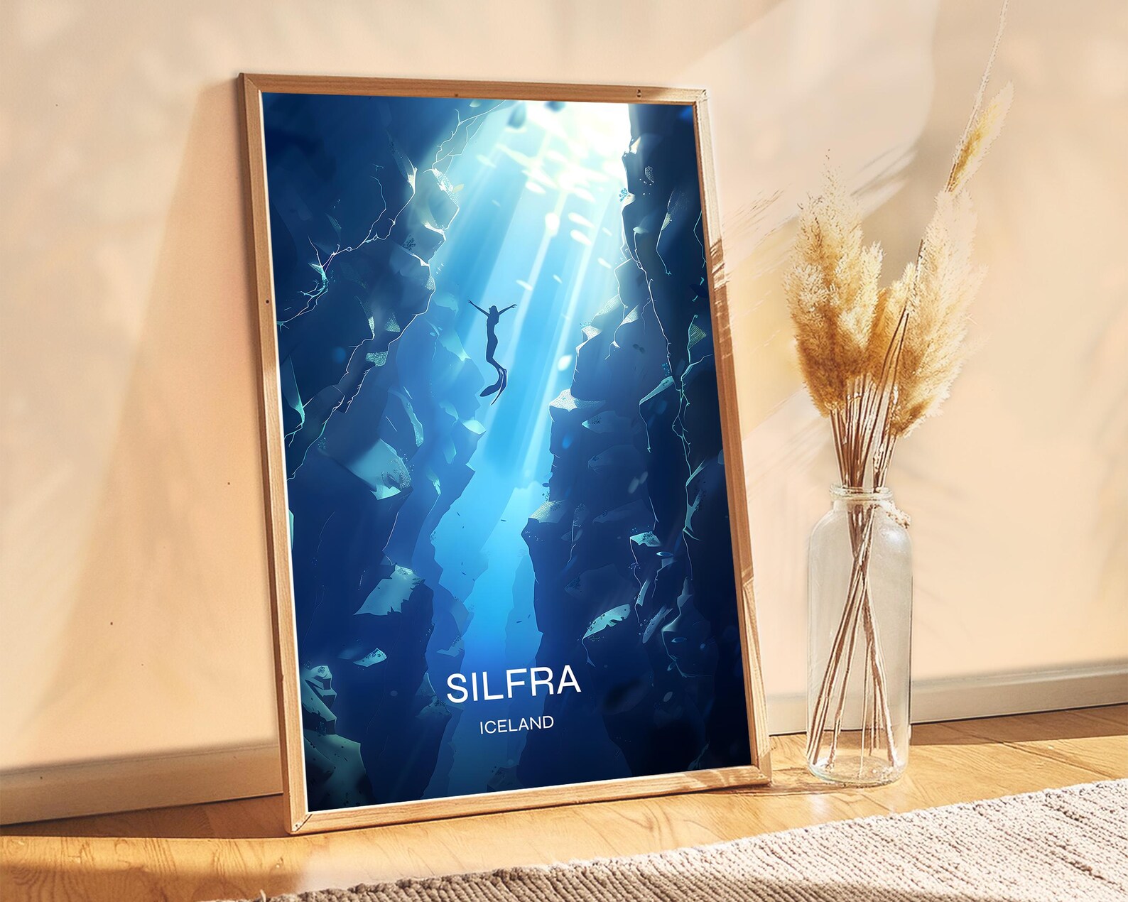Silfra Iceland Poster | Exotic Travel Decor | Freediving Spot Ocean ...