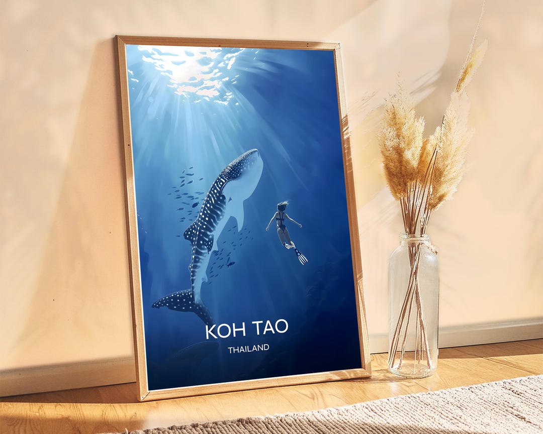 Koh Tao Thailand Poster | Exotic Travel Decor | Freediving Spot Ocean ...