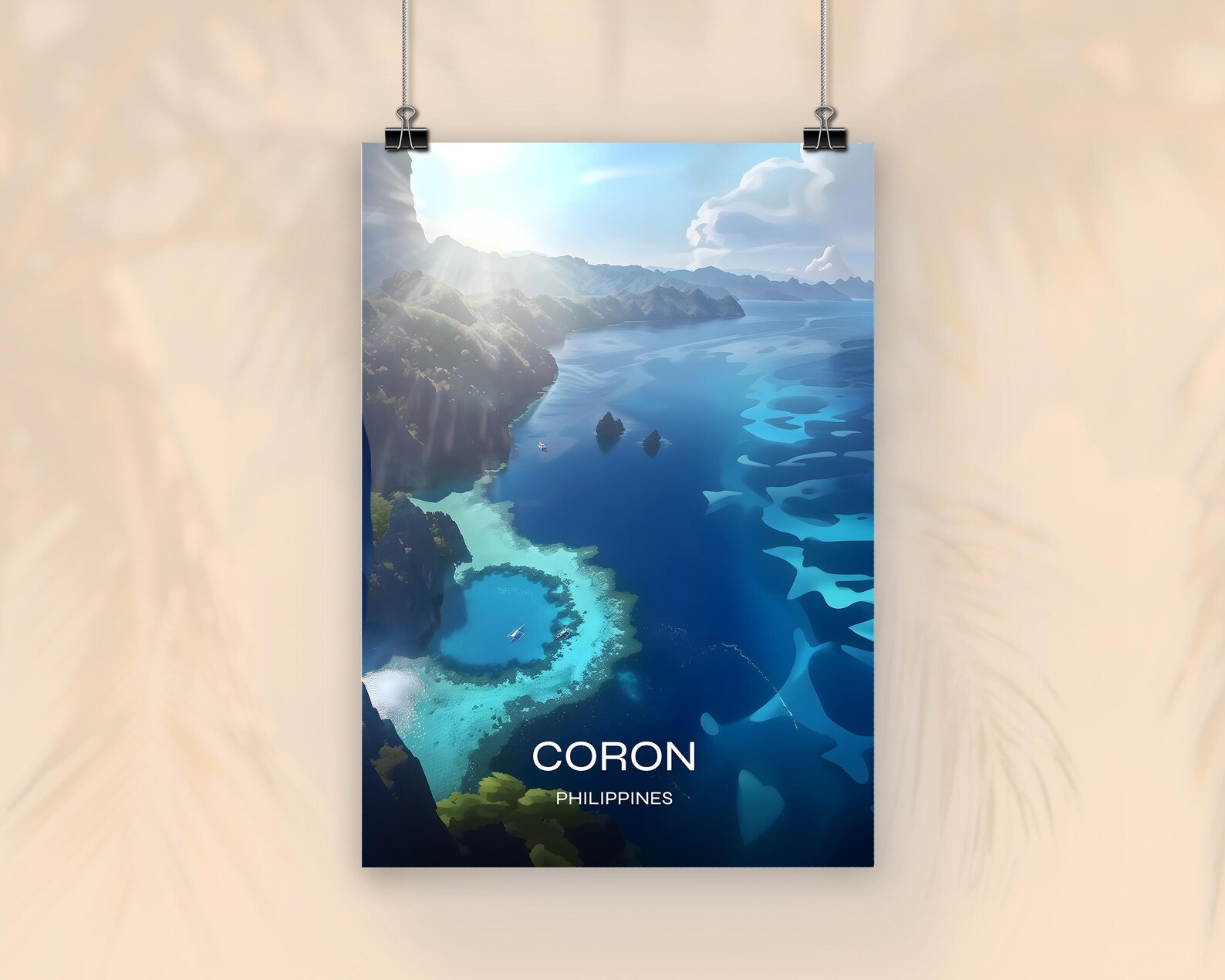 Coron Philippines Poster | Exotic Travel Decor | Freediving Spot Ocean ...