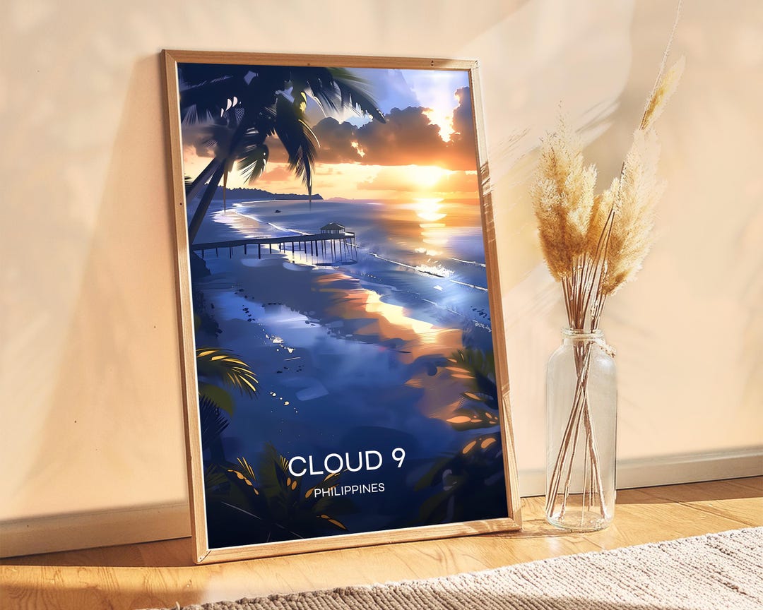 Cloud 9 Philippines Poster | Exotic Travel Decor | Surf Spot Ocean ...