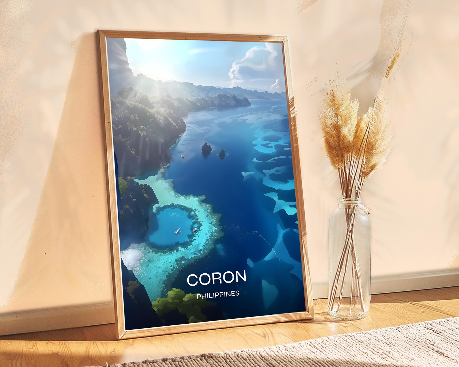 Coron Philippines Poster | Exotic Travel Decor | Freediving Spot Ocean ...