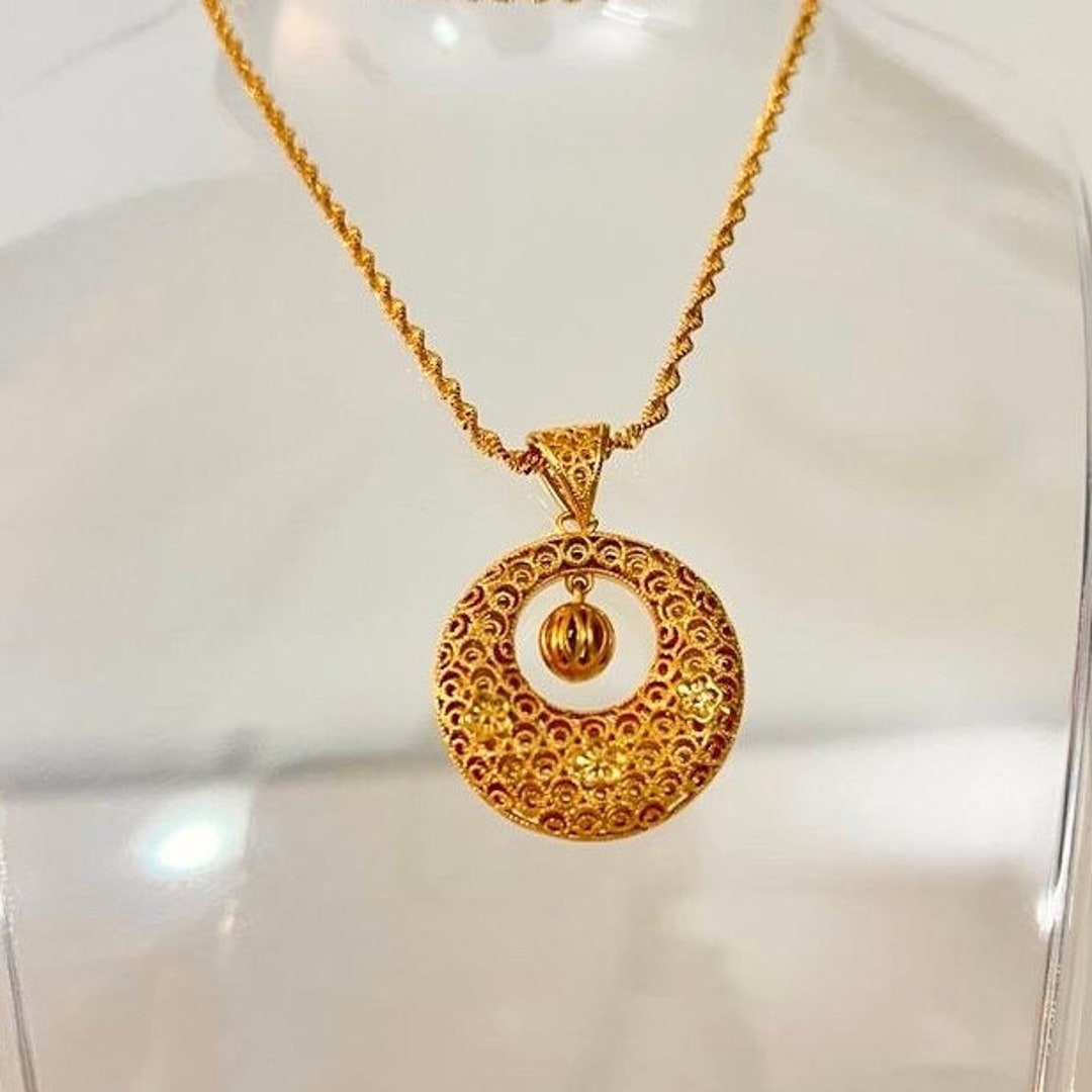24K Gold Plated Arabic Necklace Egyptian Traditional Jewelry Dubai Gold ...