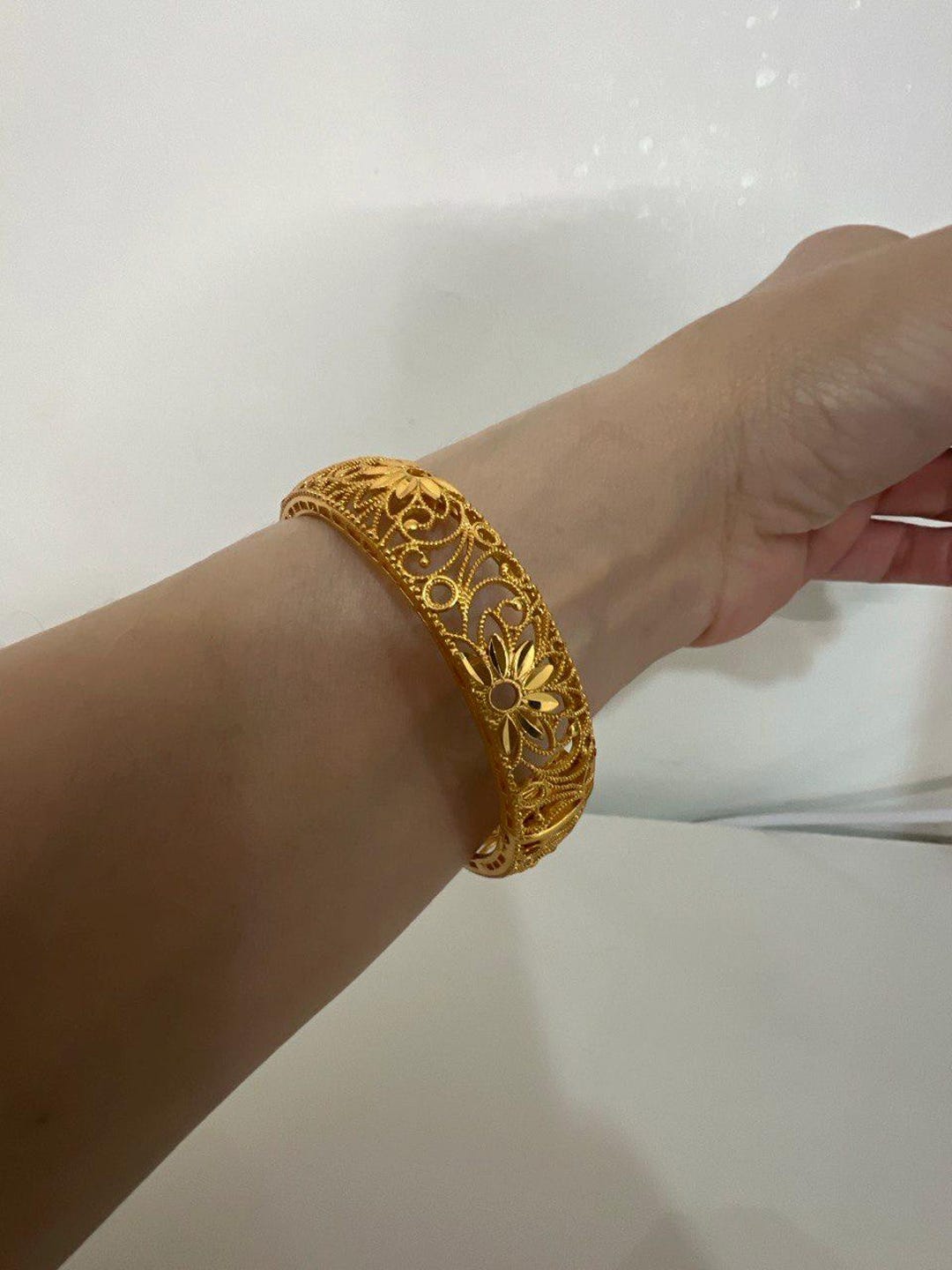 24K Gold Plated Arabic Bracelet Egyptian Traditional Bangle Dubai Gold ...