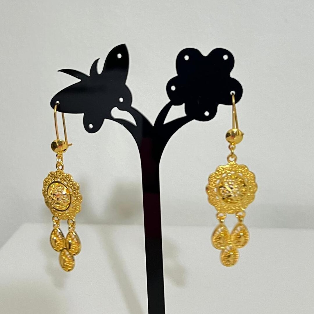 24K Gold Plated Arabic Lira Coin Earrings Egyptian Jewelry Dubai Gold ...