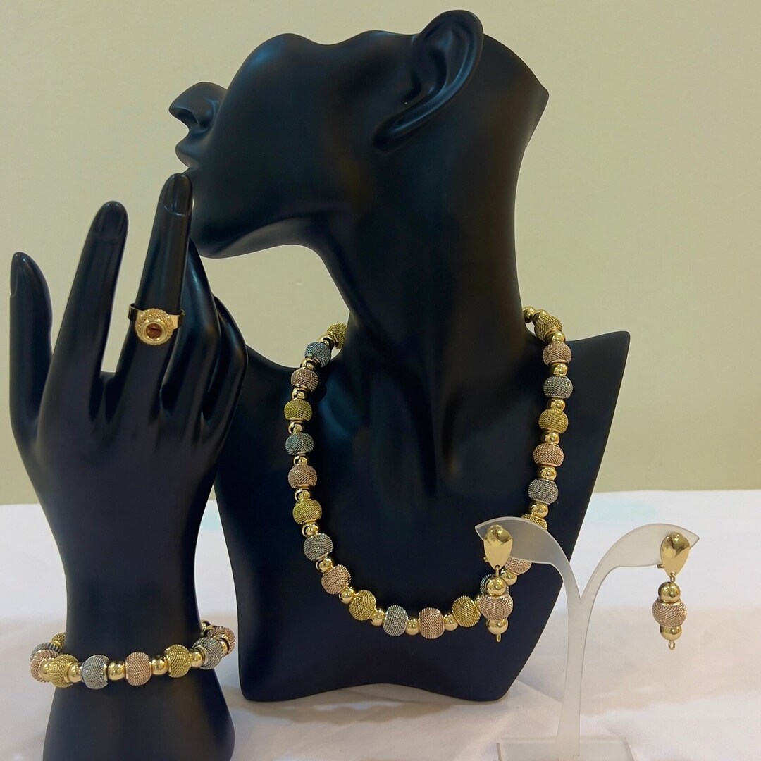Arab Gold Plated Tricolor Traditional Oriental Jewelry Dubai Iraqi ...