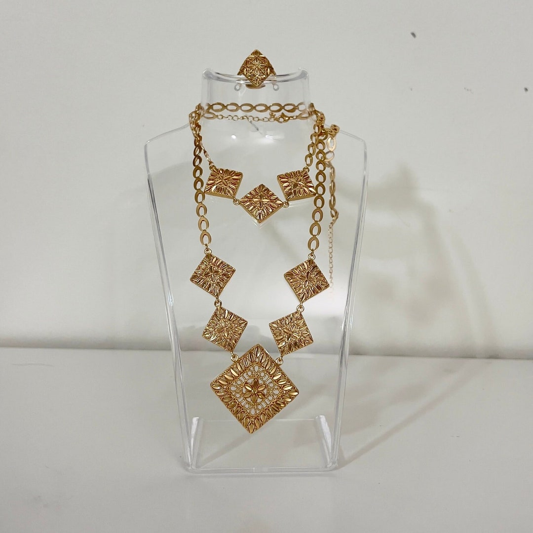 24K Gold Plated Traditional Oriental Jewelry Dubai Gold Leaf Iraqi ...