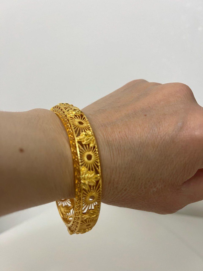 24K Gold Plated Arabic Bracelet Egyptian Traditional Bangle Dubai Gold ...