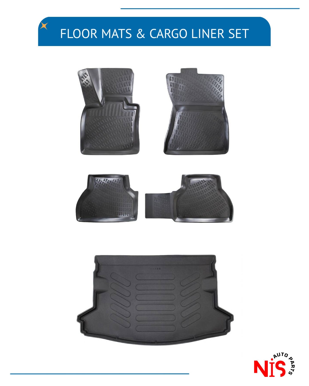 Floor Mats and Cargo Trunk Liner SET for BMW X5 E70 2007-2013 3D Molded ...