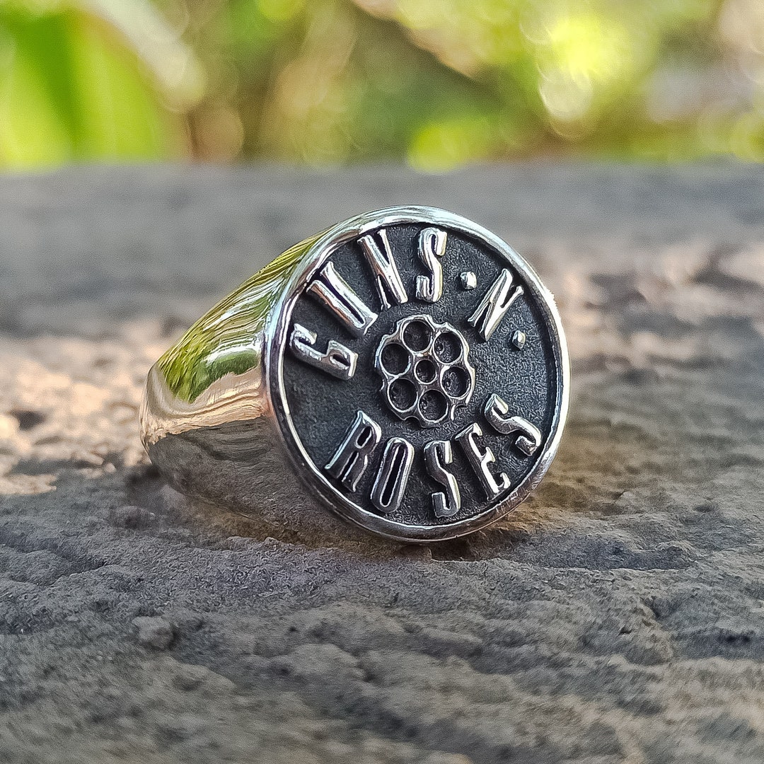 Guns N Roses Silver Ring solid Body Ring music Ring rocker Ring rock N ...