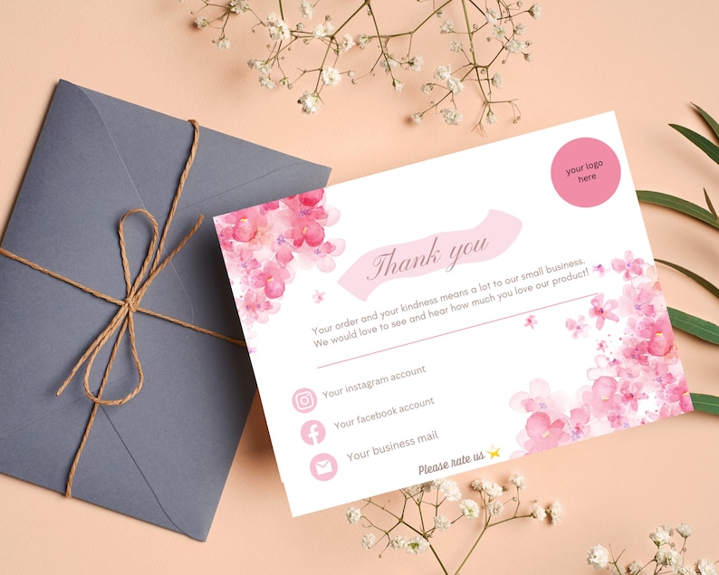 Personalized Thank You Card Template DIY Printable Greeting Digital ...