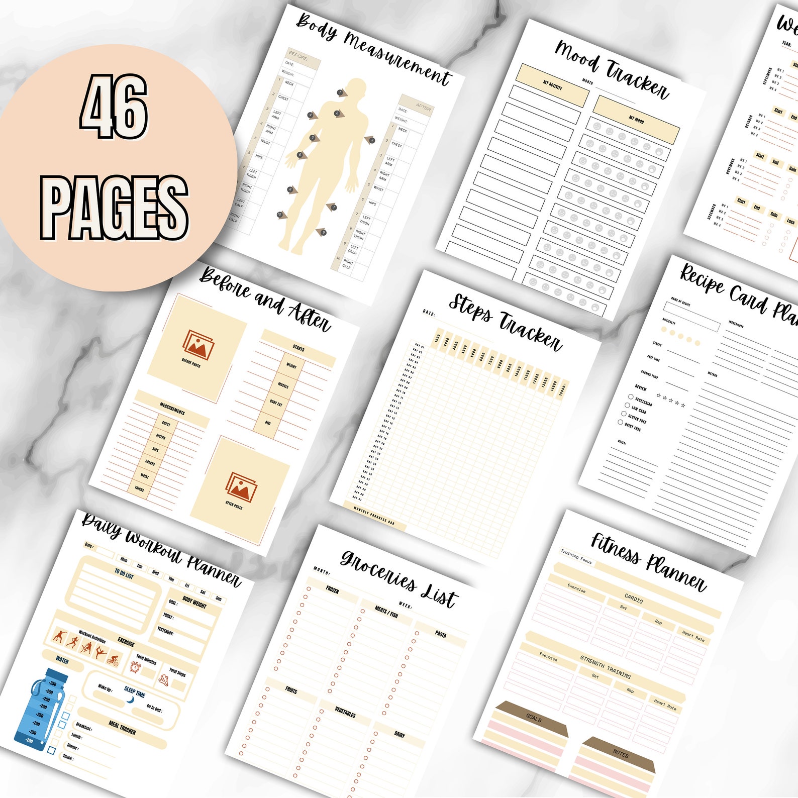 PLR Fitness Planner Template I Workout & Fitness Planner Journal I Plr ...