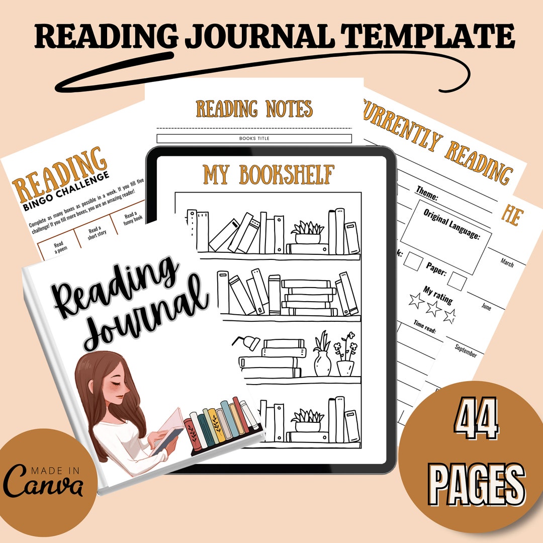 PLR Reading Journal Template, Digital Reading Journal, Reading Planner ...