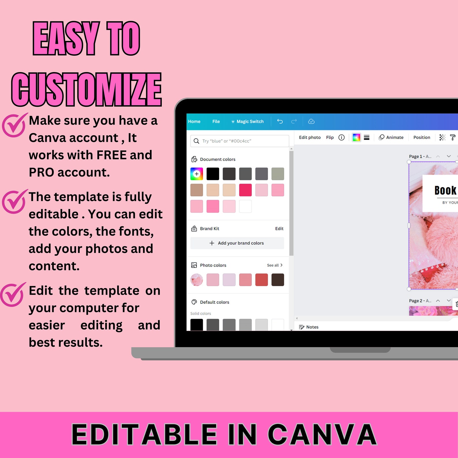 Pink Ebook Template Editable Canva, Coaching Workbook Template, Lead ...