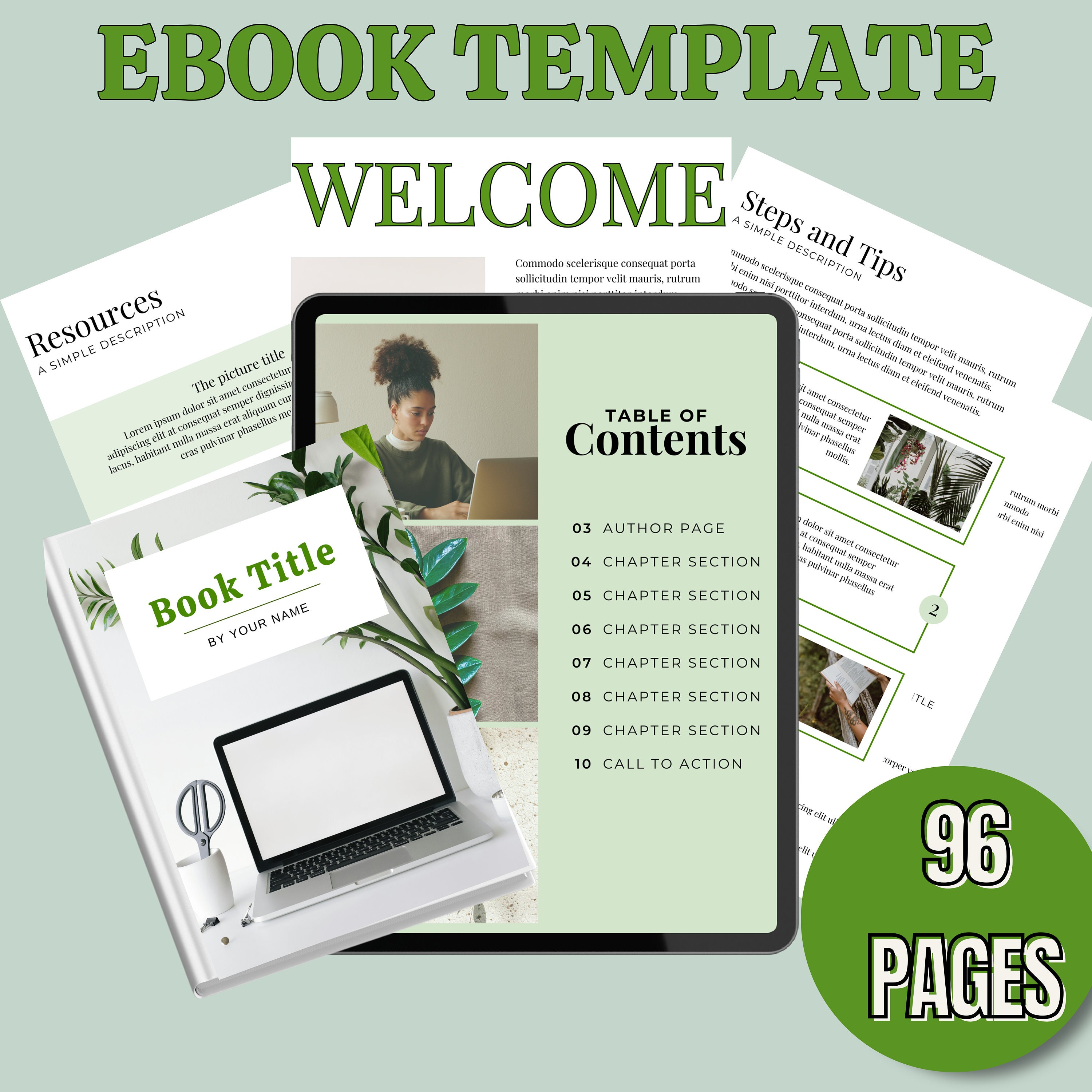 Ebook Template Green Tone, Editable Canva Template, Coaching Workbook ...