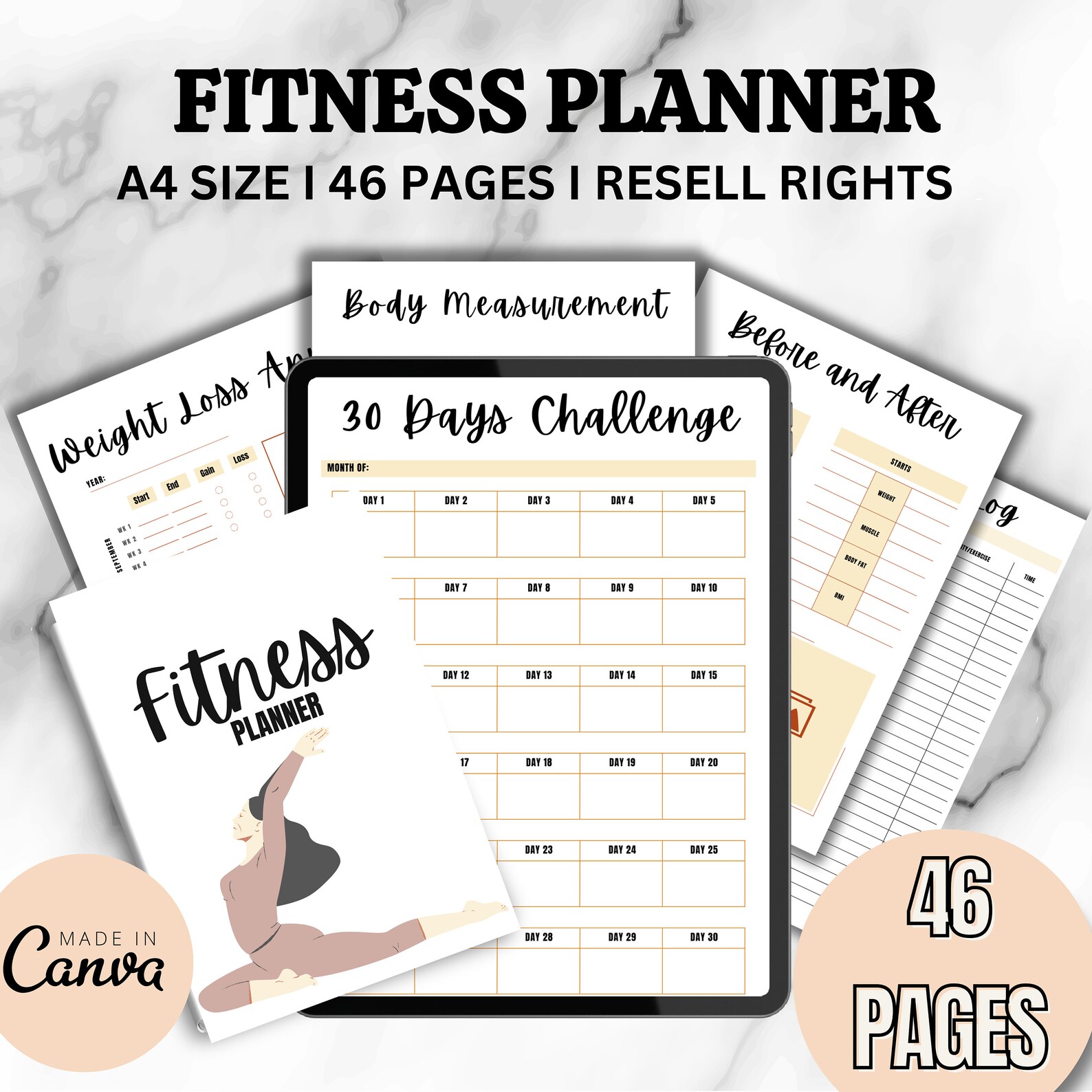 PLR Fitness Planner Template I Workout & Fitness Planner Journal I Plr ...