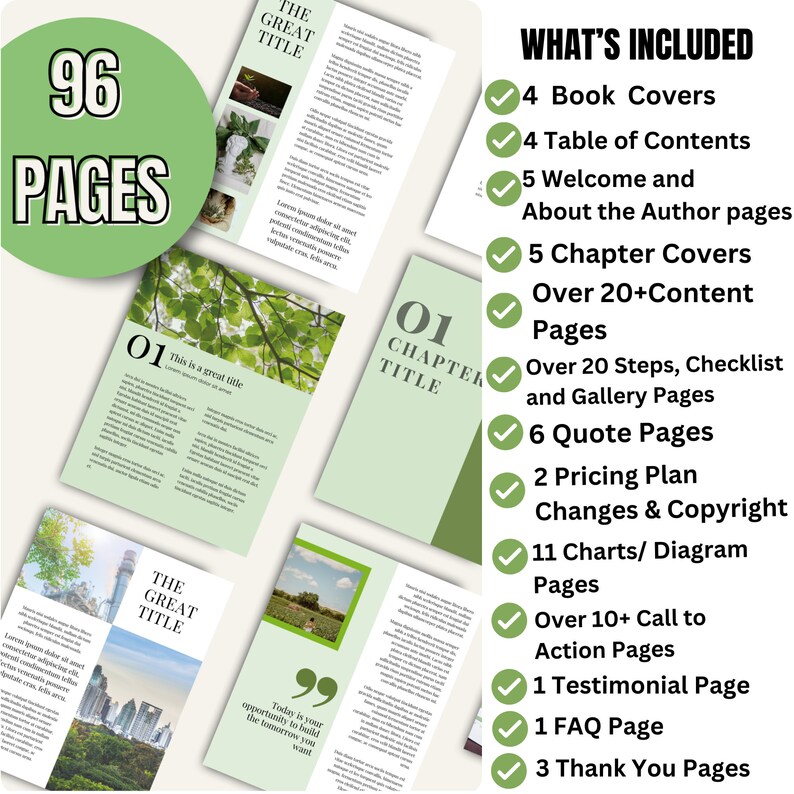 Ebook Template Green Tone, Editable Canva Template, Coaching Workbook ...