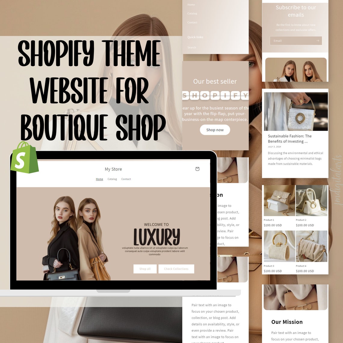 Shopify Theme for Bag Store,boutique Website,boutique Banner Shopify ...