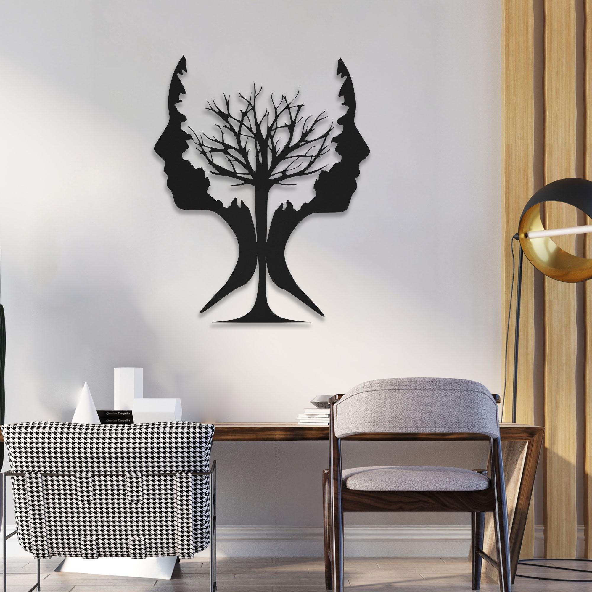 Tree of Life Metal Wall Art: Laser Cut Face Silhouette Decor ...