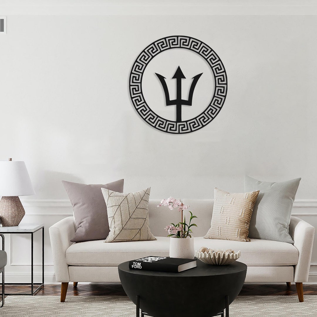 Poseidon Symbol Metal Wall Art, Modern Style Poseidon, Metal Wall Art ...