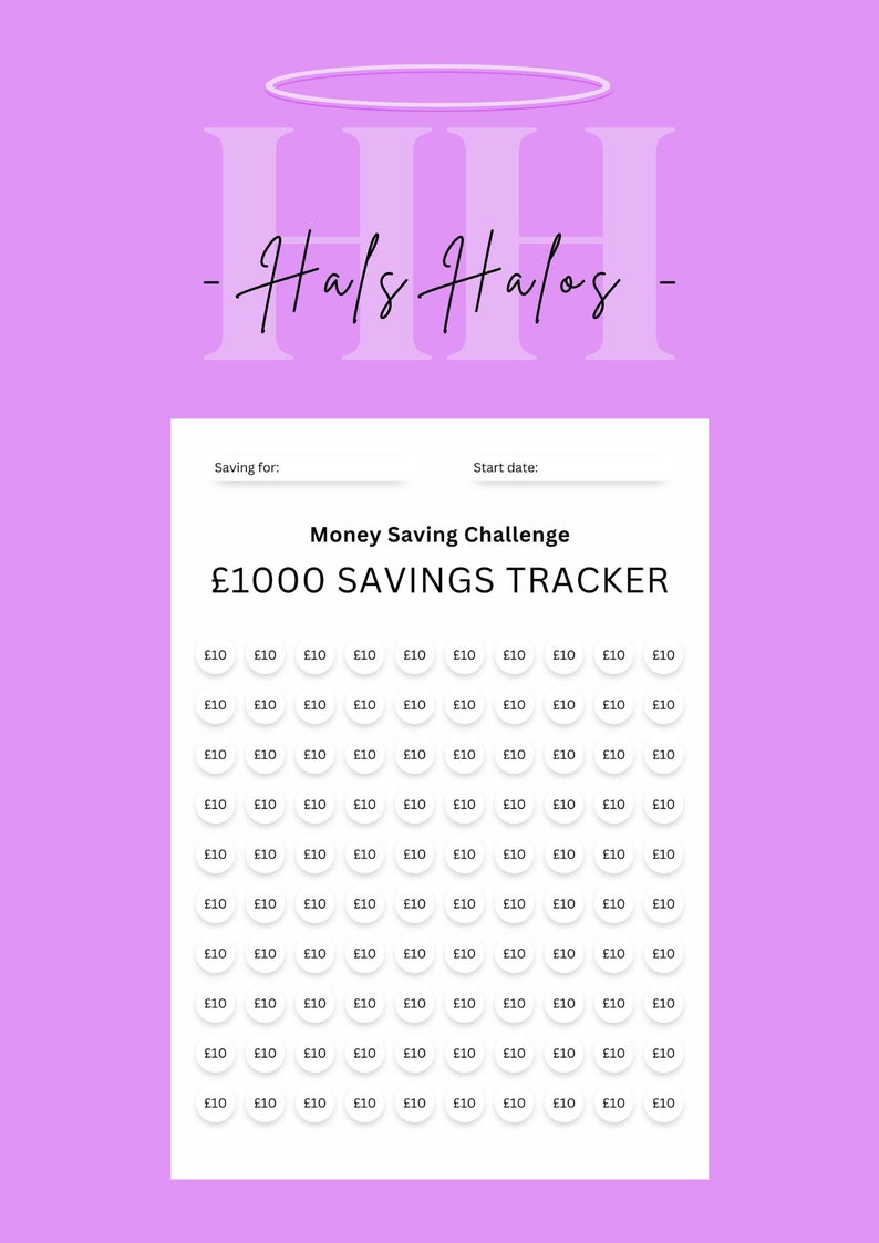 Printable 1000 Money Saving Tracker, Money Saving Challenge ...