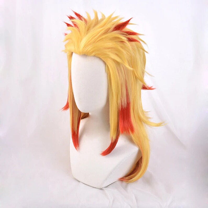 Anime, Cosplay, Kyojuro Rengoku, Fire Blonde Wig, Red Ombre, for ...