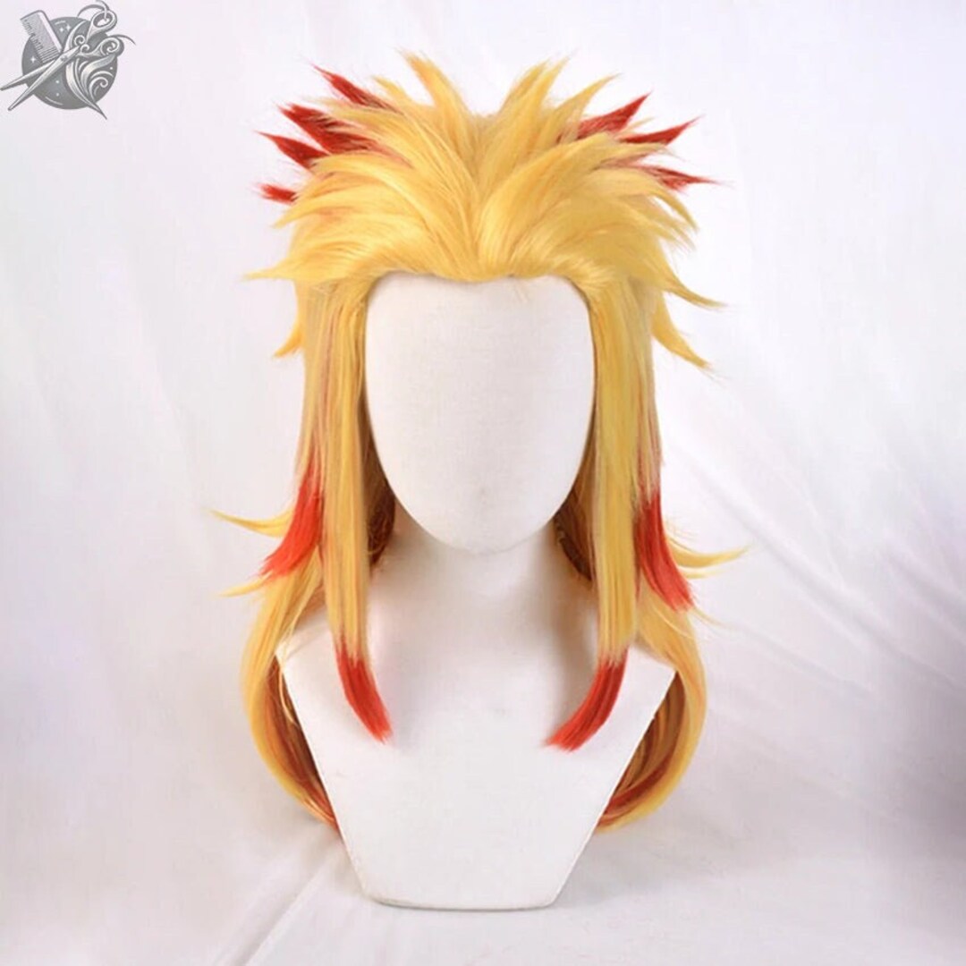 Anime, Cosplay, Kyojuro Rengoku, Fire Blonde Wig, Red Ombre, for ...