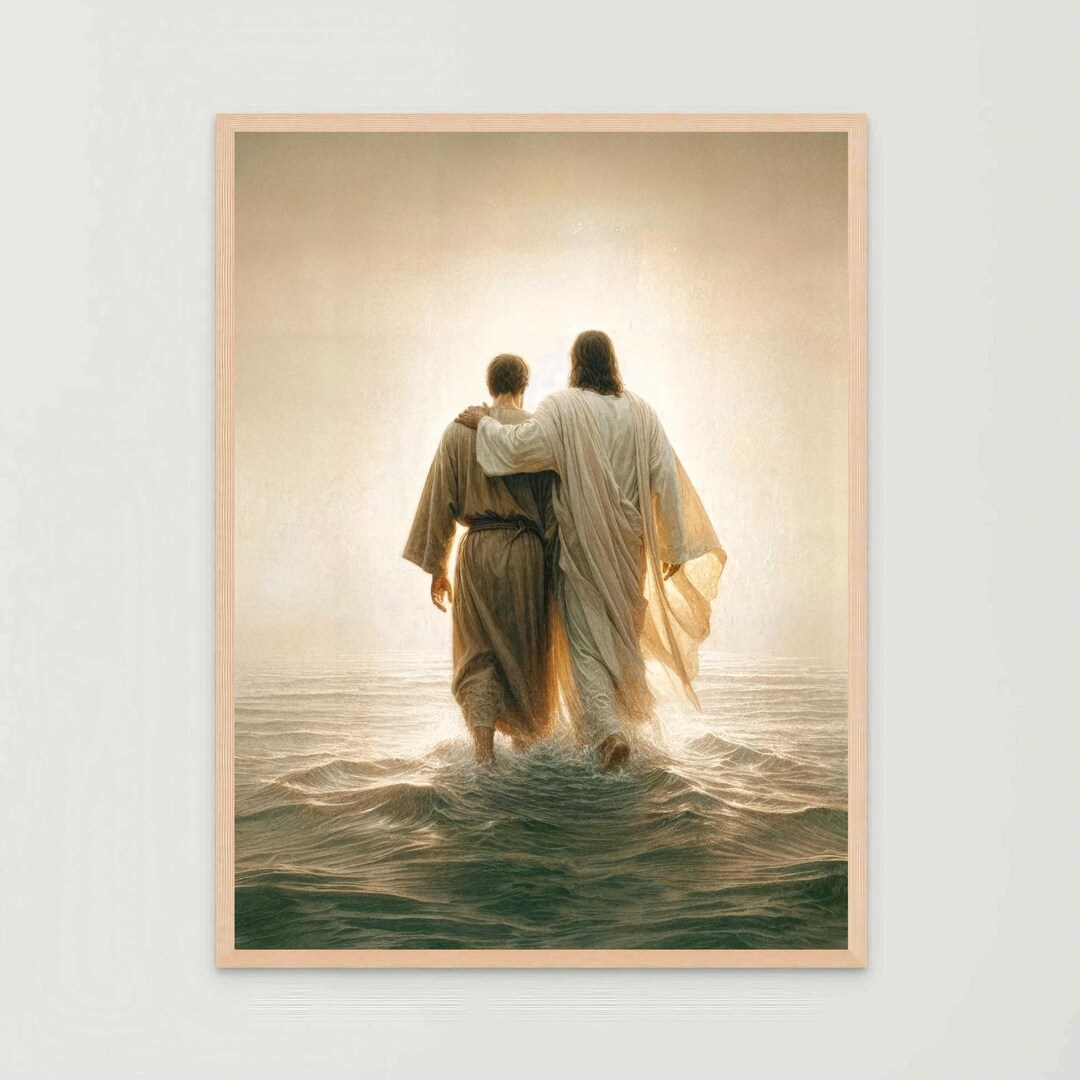 Follow His Path, Christian Wall Art, Jesus Walking on Water, Jesus Wall ...