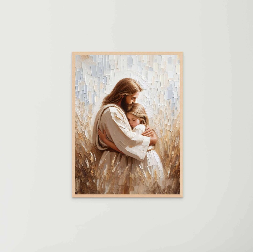 Gentle Love, Christian Wall Art, Jesus Hugging Girl, Jesus Painting ...