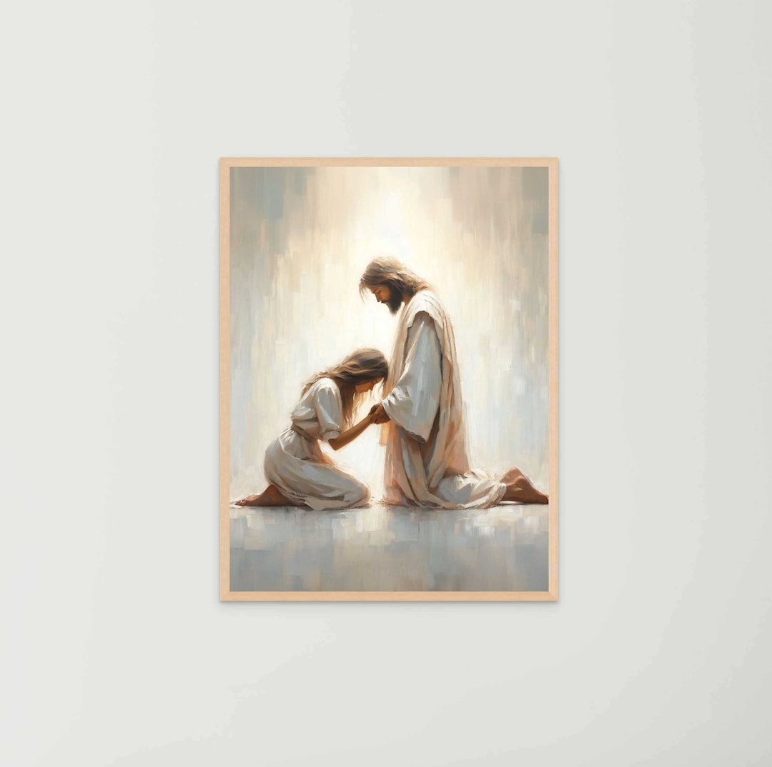 Asking Forgiveness, Modern Christian Art, Jesus and Girl Art, Jesus ...