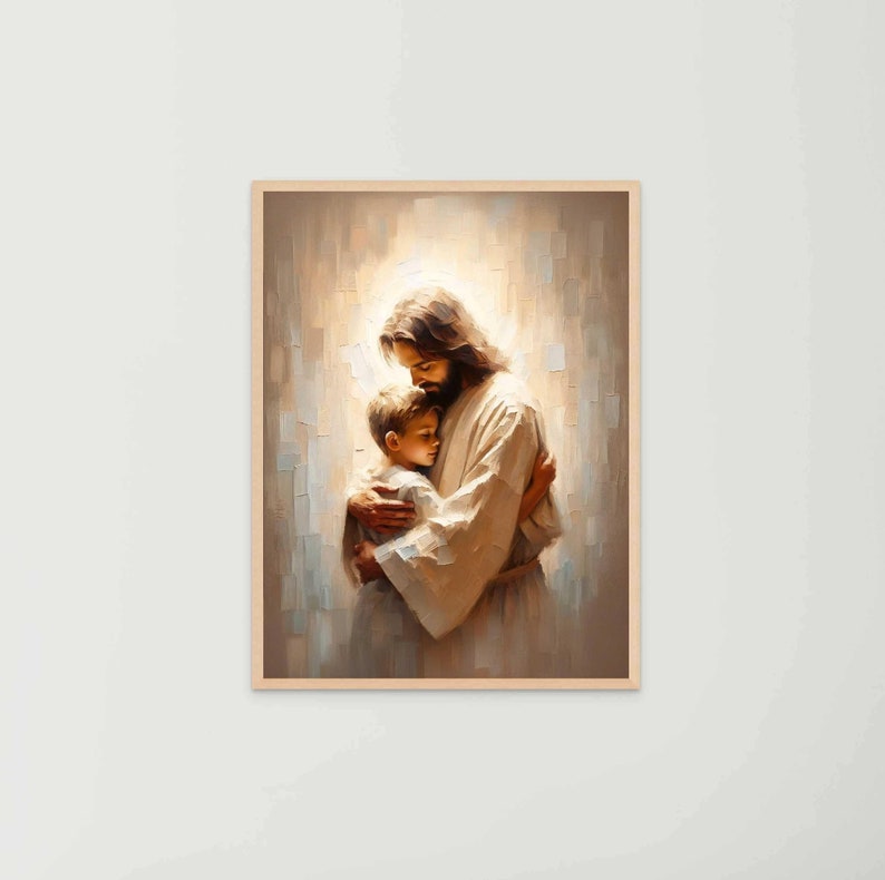 Él te conoce, arte mural cristiano, Jesús con niño, arte de Jesús ...