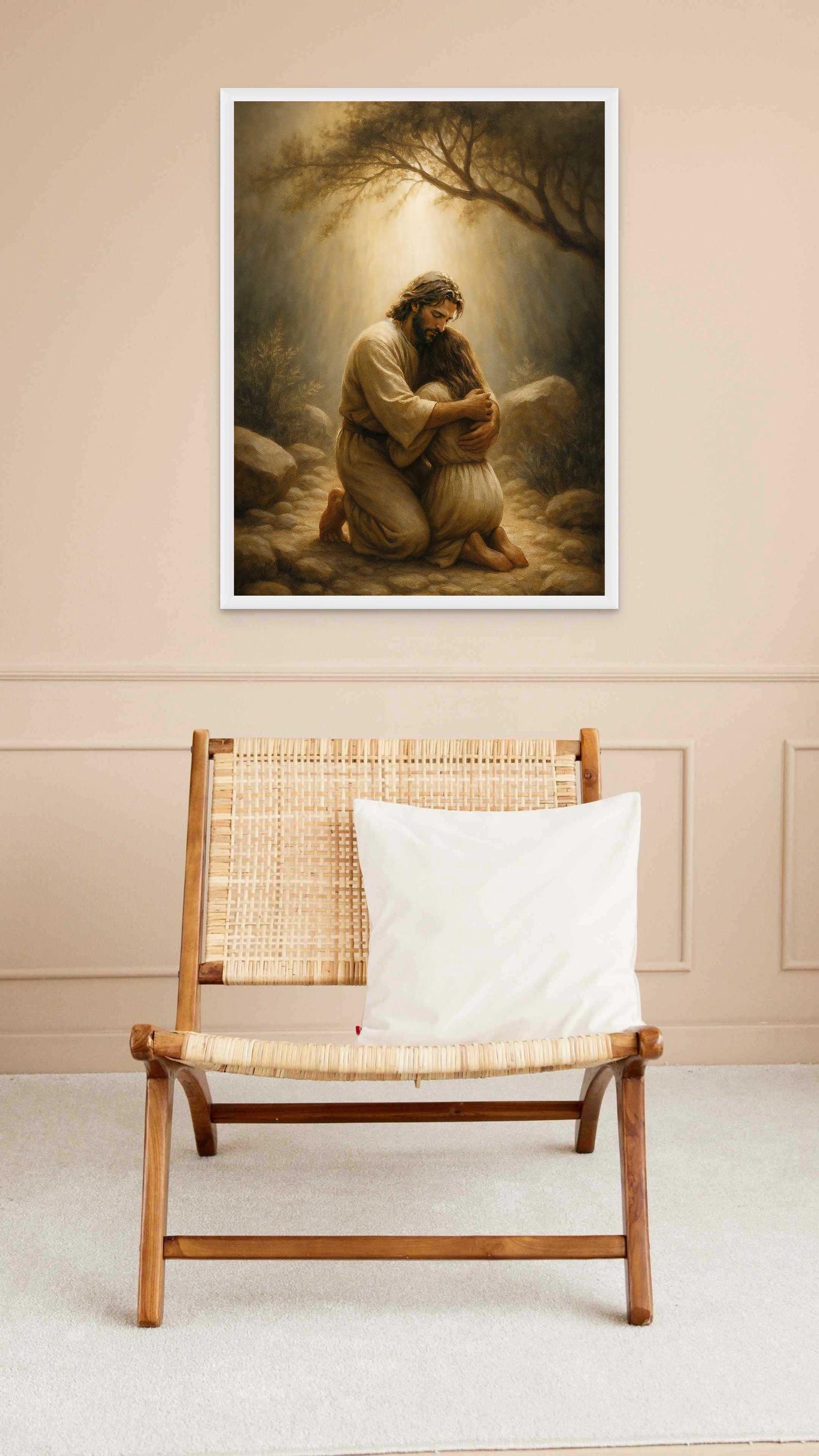 Close to Jesus, Christian Wall Art, Jesus Hugging Girl, Jesus Portrait ...