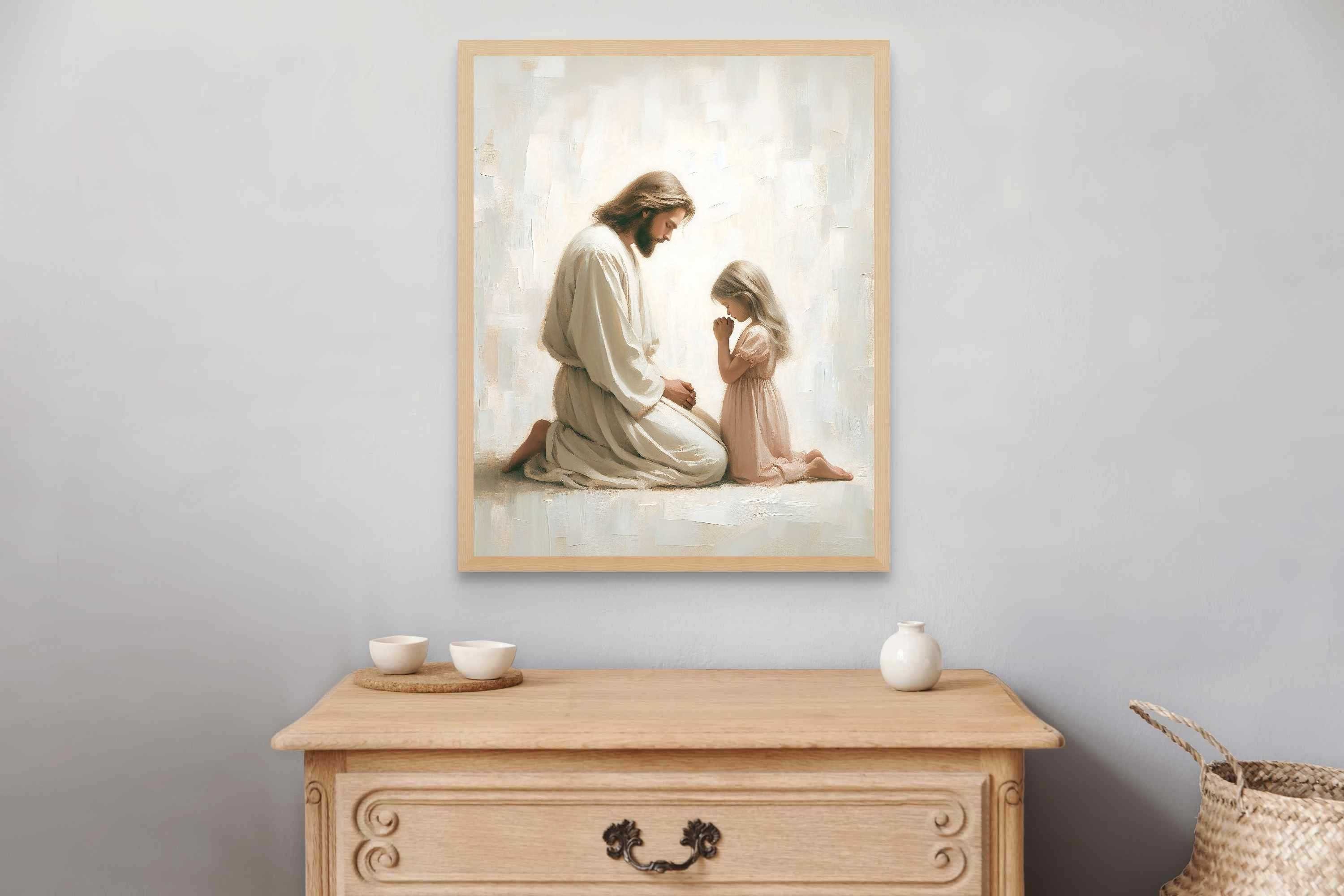 A Silent Prayer, Modern Christian Art, Jesus Praying With Girl, Jesus ...