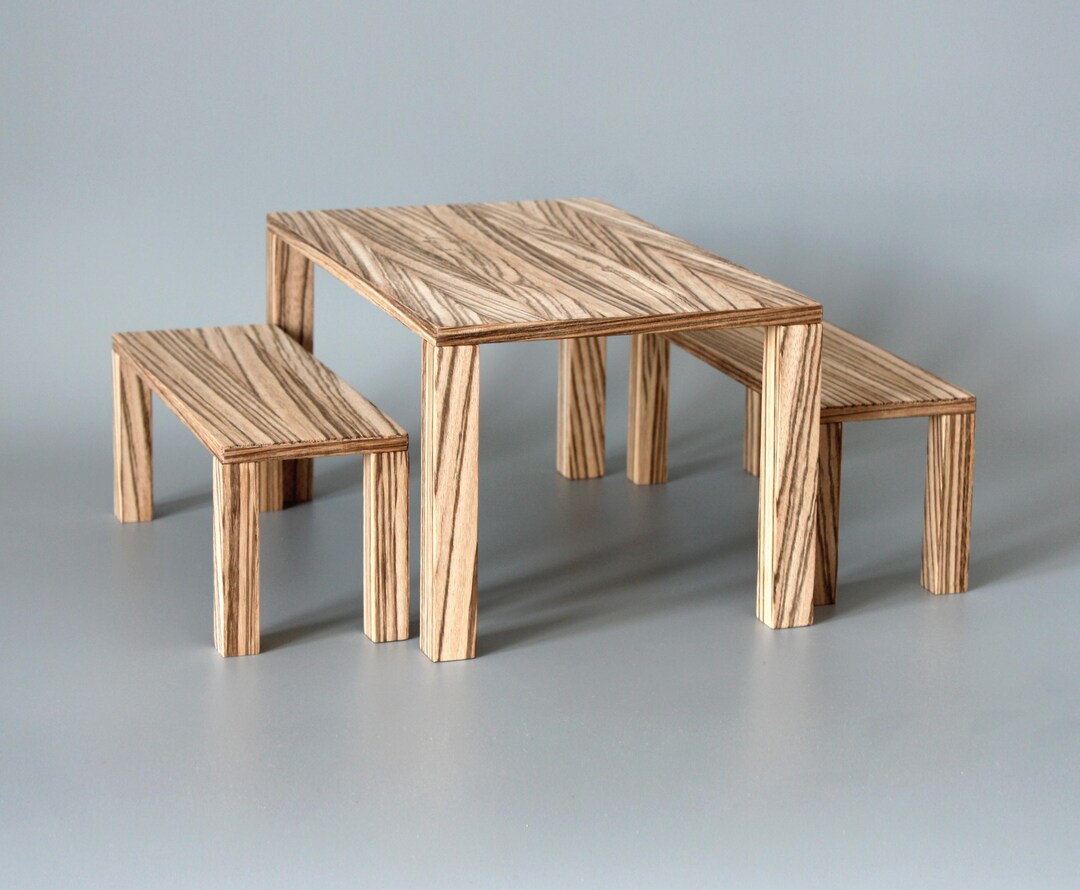 Table and Two Benches for 10-12" Dolls - Miniature Furniture for ...
