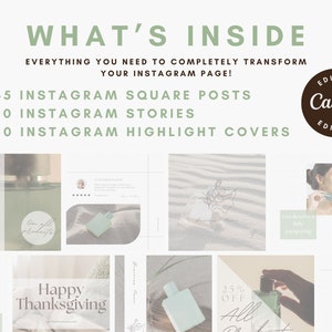Editable Instagram Template Bundle | Canva Templates | Fern Sage Green ...