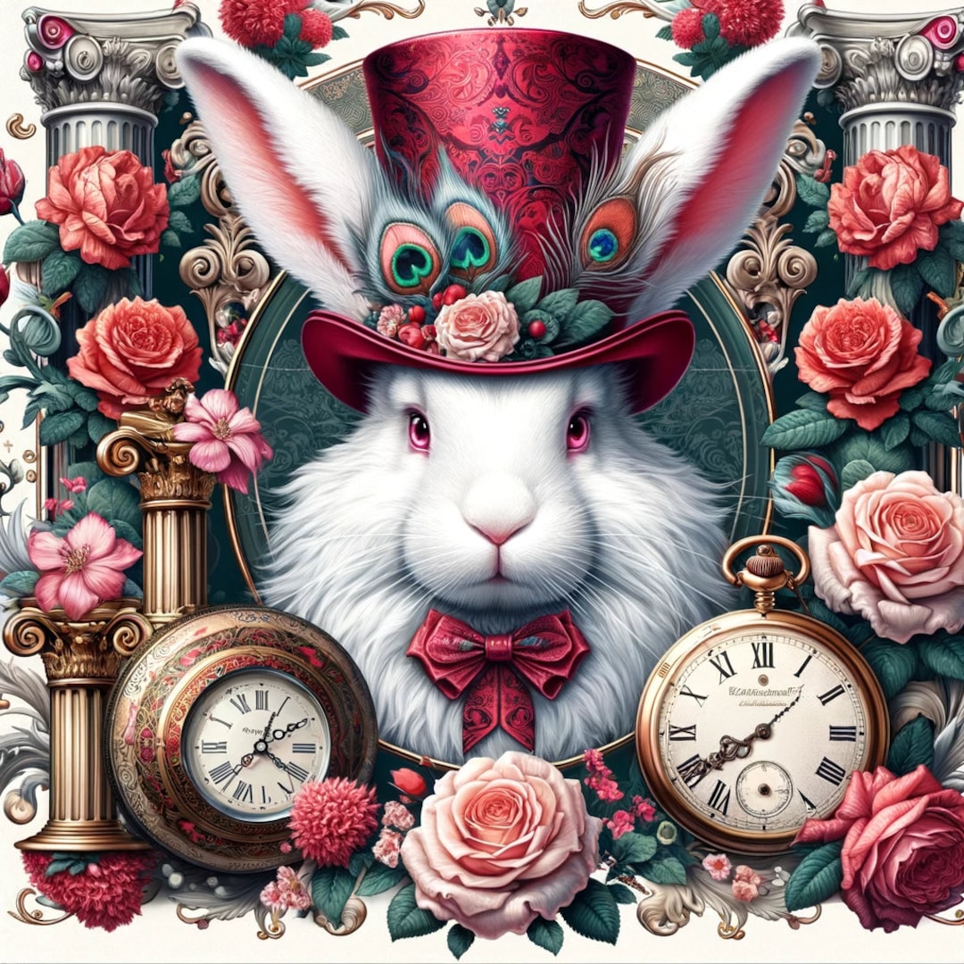 The Timekeeper's Tale: the White Rabbit digital Use X Small Print - Etsy