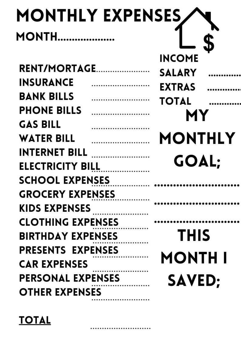 Monthly Expenses Printable Planner - Etsy