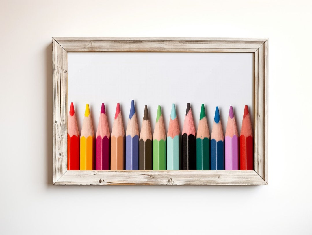 Rainbow Coloring Pencils | Digital Art Print | Vibrant Desk Decor ...