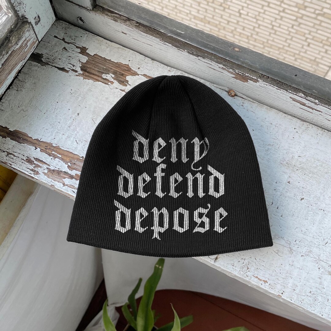 Beanie Hat Y2K ALT Deny Defend Depose Rare Grunge Streetwear Punk ...