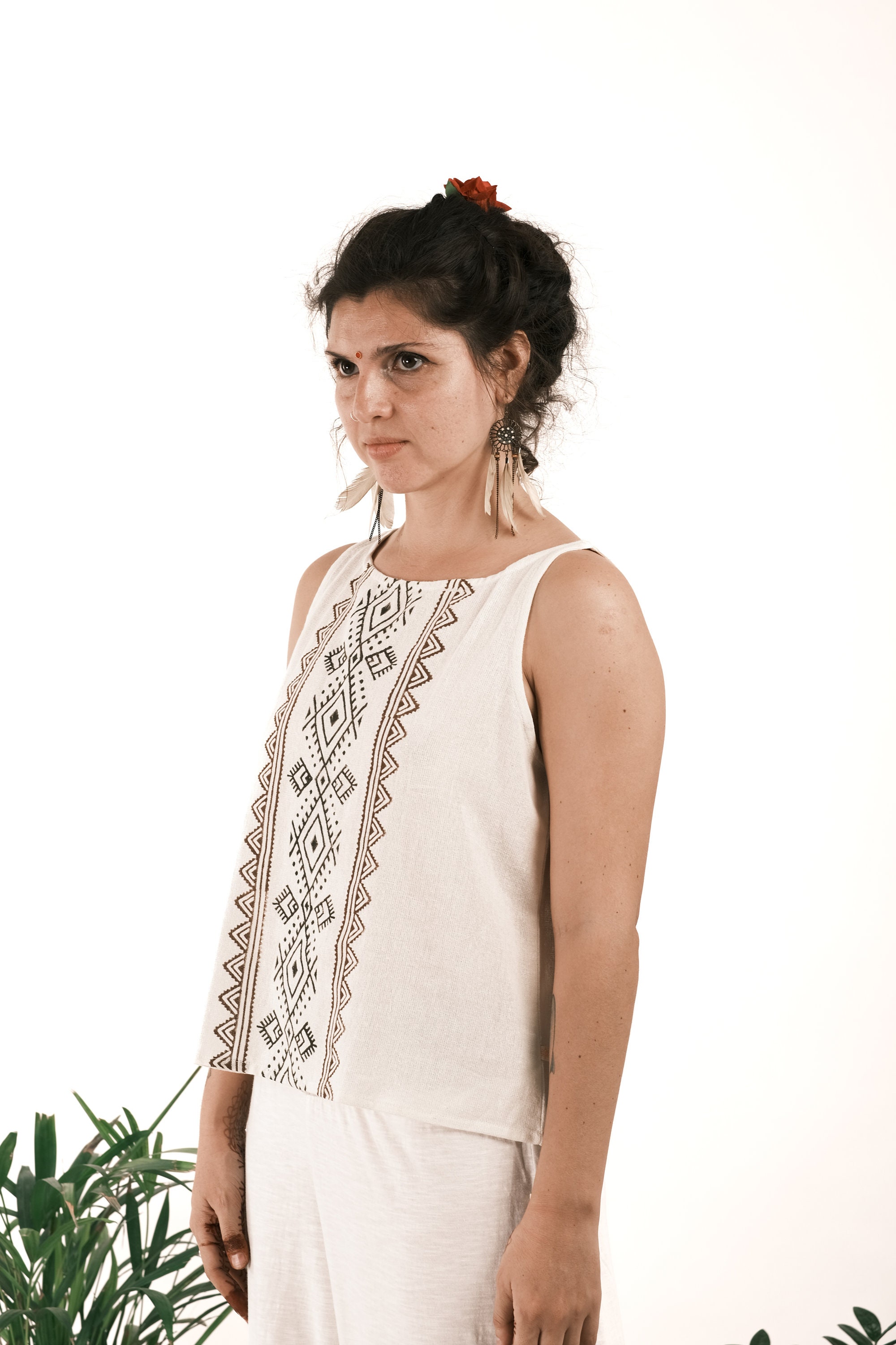 Aztec Block Print Vest Top, Organic Cotton, Handmade Using Traditional ...