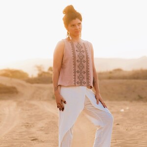 Aztec Block Print Vest Top, Organic Cotton, Handmade Using Traditional ...