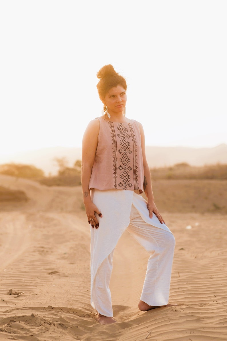 Aztec Block Print Vest Top, Organic Cotton, Handmade Using Traditional ...