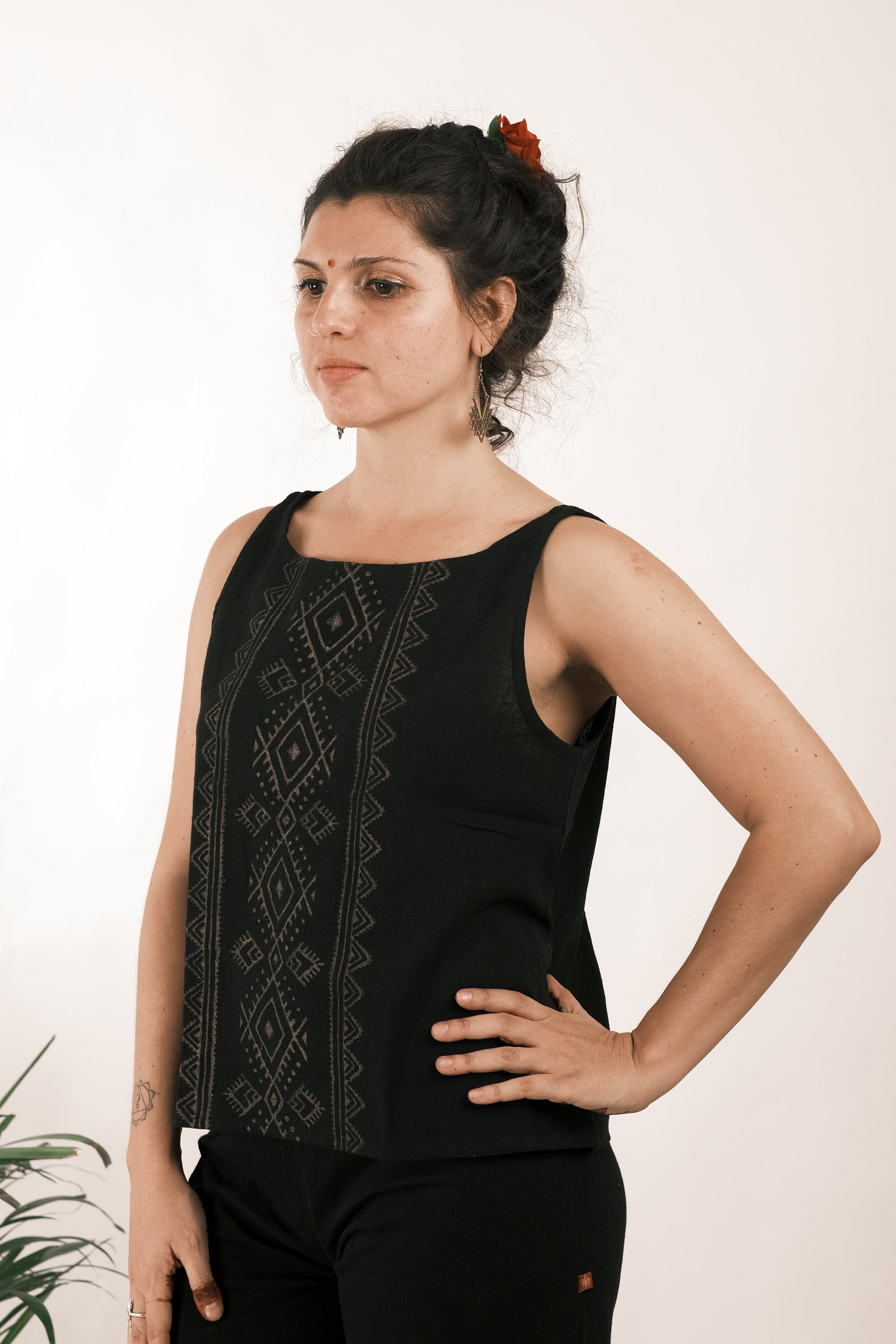 Aztec Block Print Vest Top, Organic Cotton, Handmade Using Traditional ...