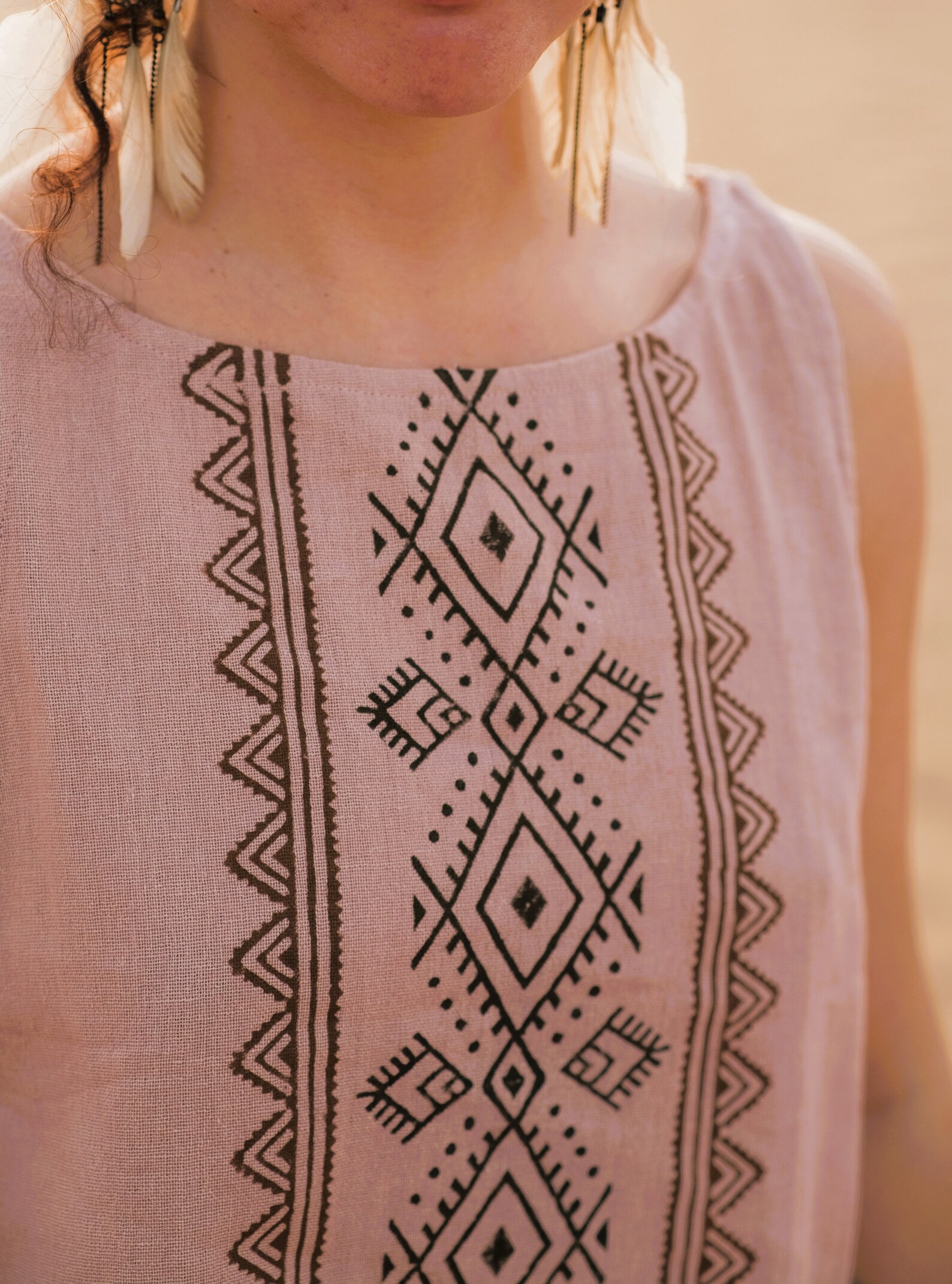 Aztec Block Print Vest Top, Organic Cotton, Handmade Using Traditional ...