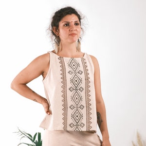 Aztec Block Print Vest Top, Organic Cotton, Handmade Using Traditional ...
